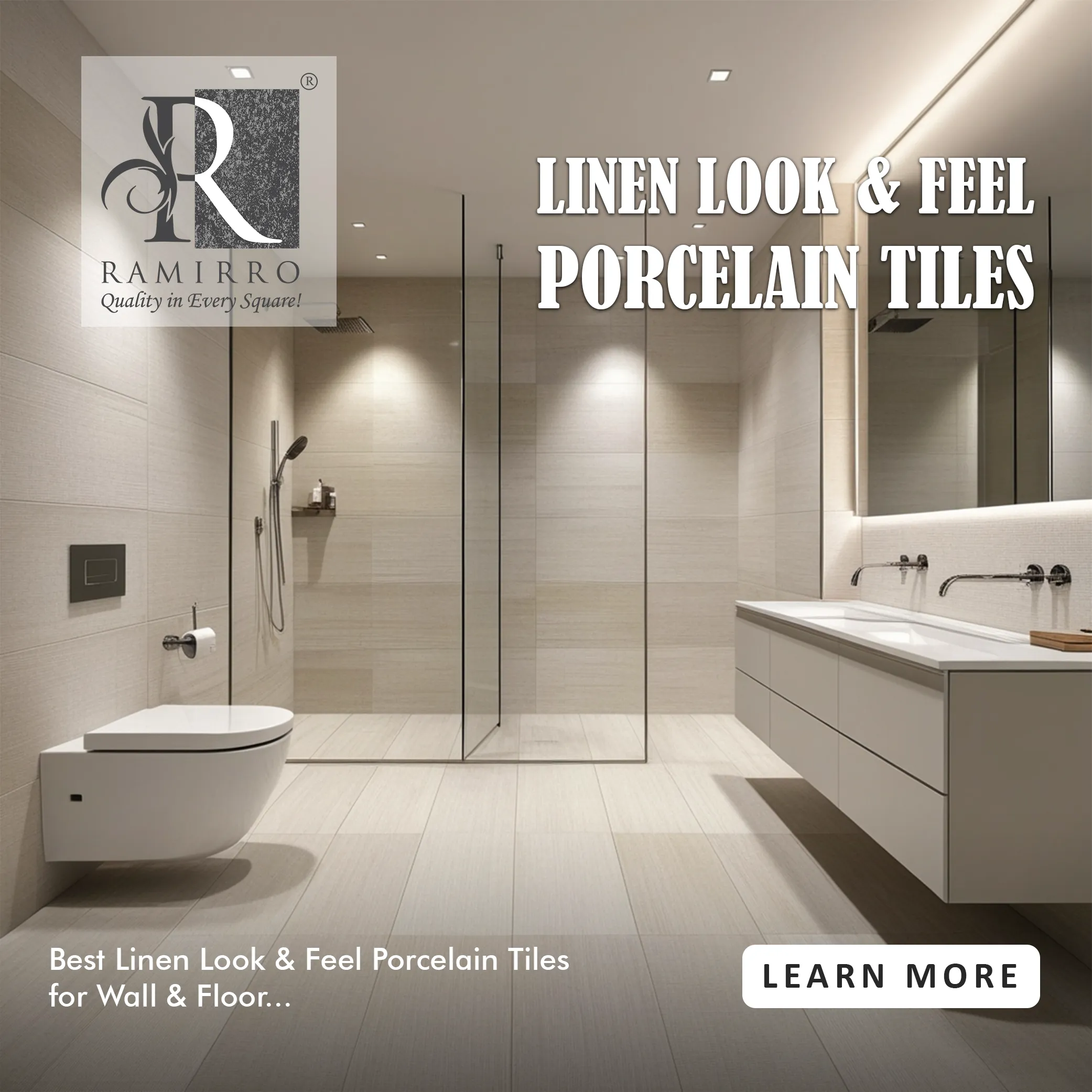 Best Linen Look & Feel Porcelain Tiles for Wall & Floor - Ramirro